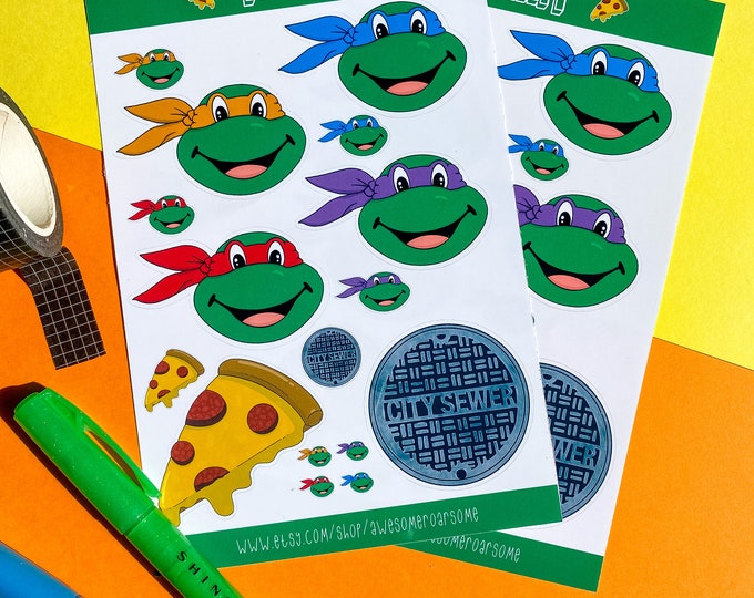 Teenage Mutant Ninja Turtles TMNT Cartoon A5 Glossy Sticker Sheet Fan ...