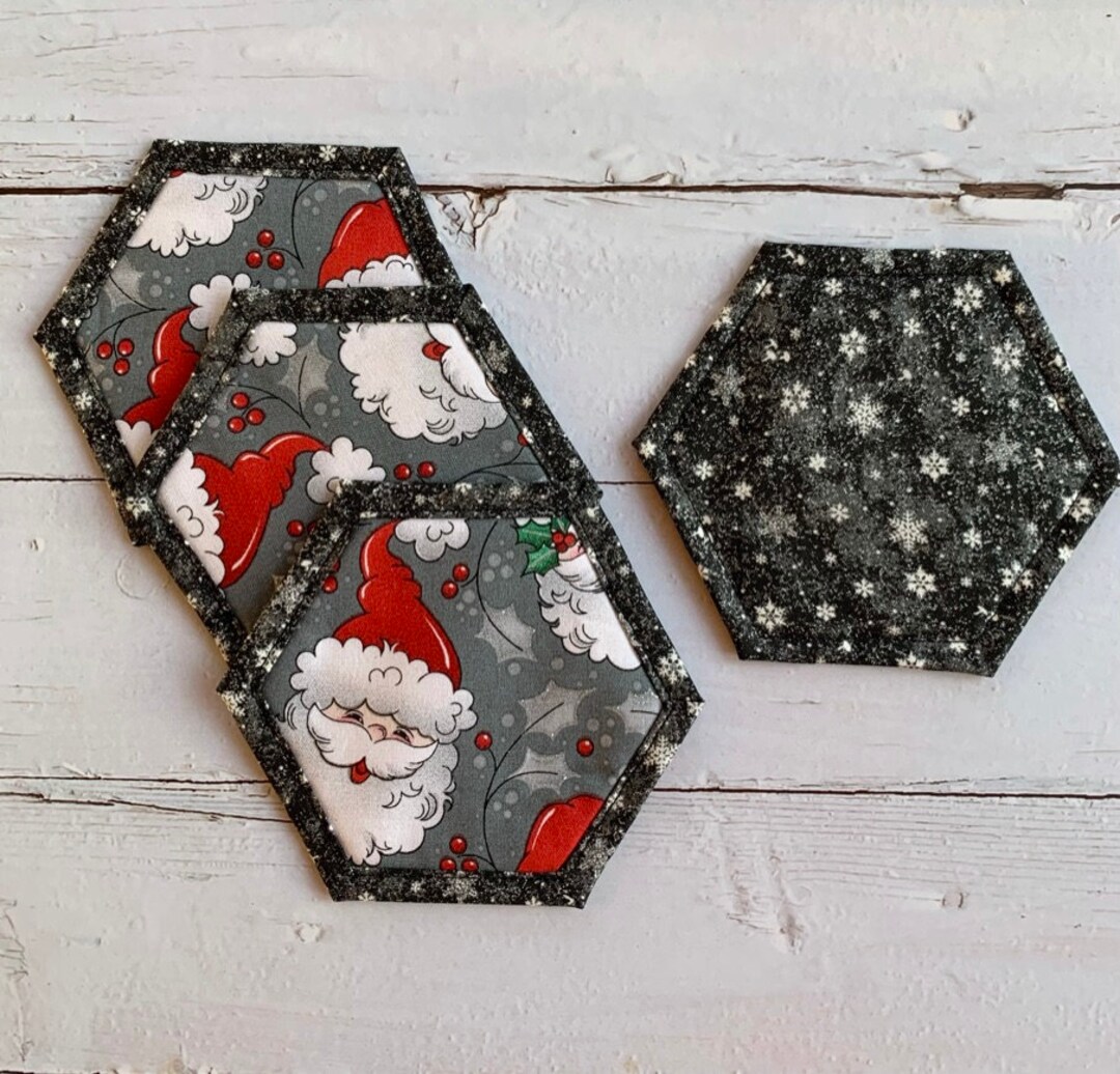 Santa Table Decor / Holiday Decoration / Christmas Coasters / Quilted ...