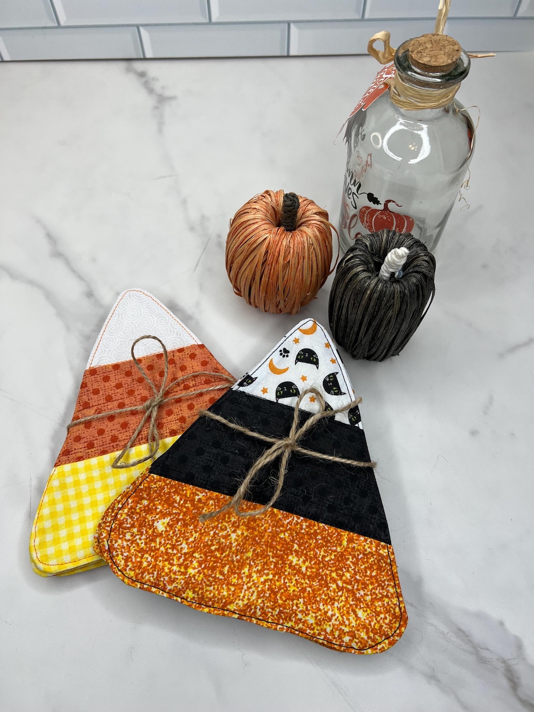 Halloween Candy Corn Coasters: Quilted Fabric Mug Rugs - Etsy