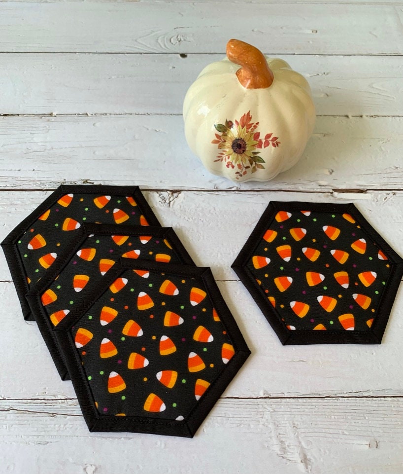 Halloween Candy Corn Quilted Coasters/ Table Decor/halloween Decoration ...