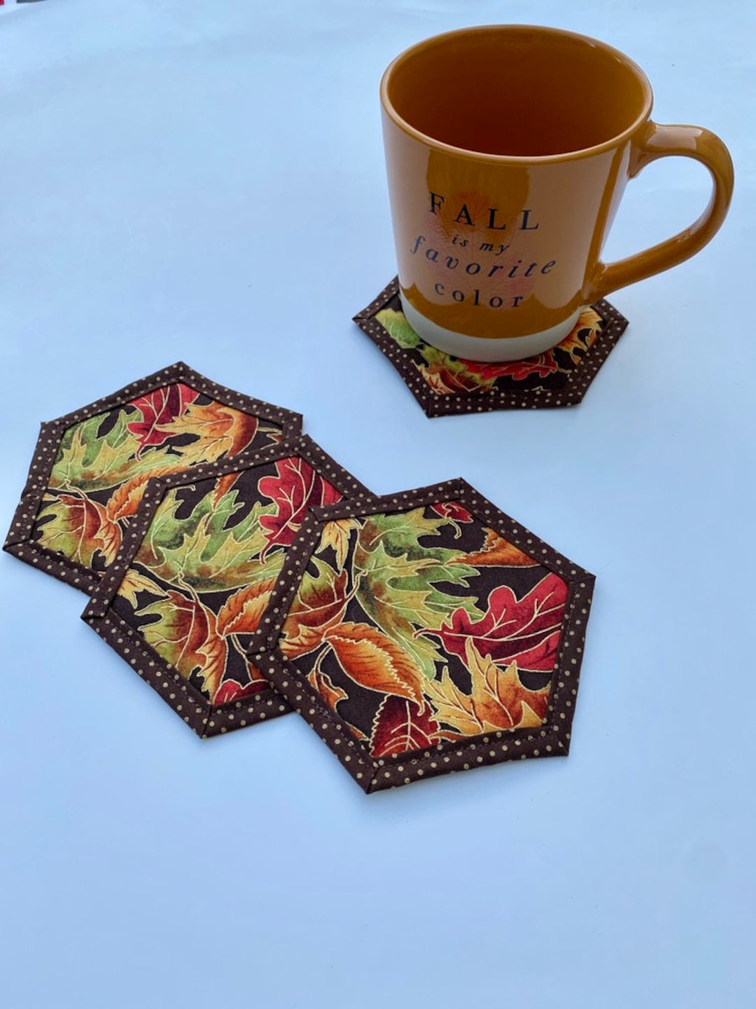 Fall Leaf Coasters Set: Handmade Autumn Mug Rugs - Etsy