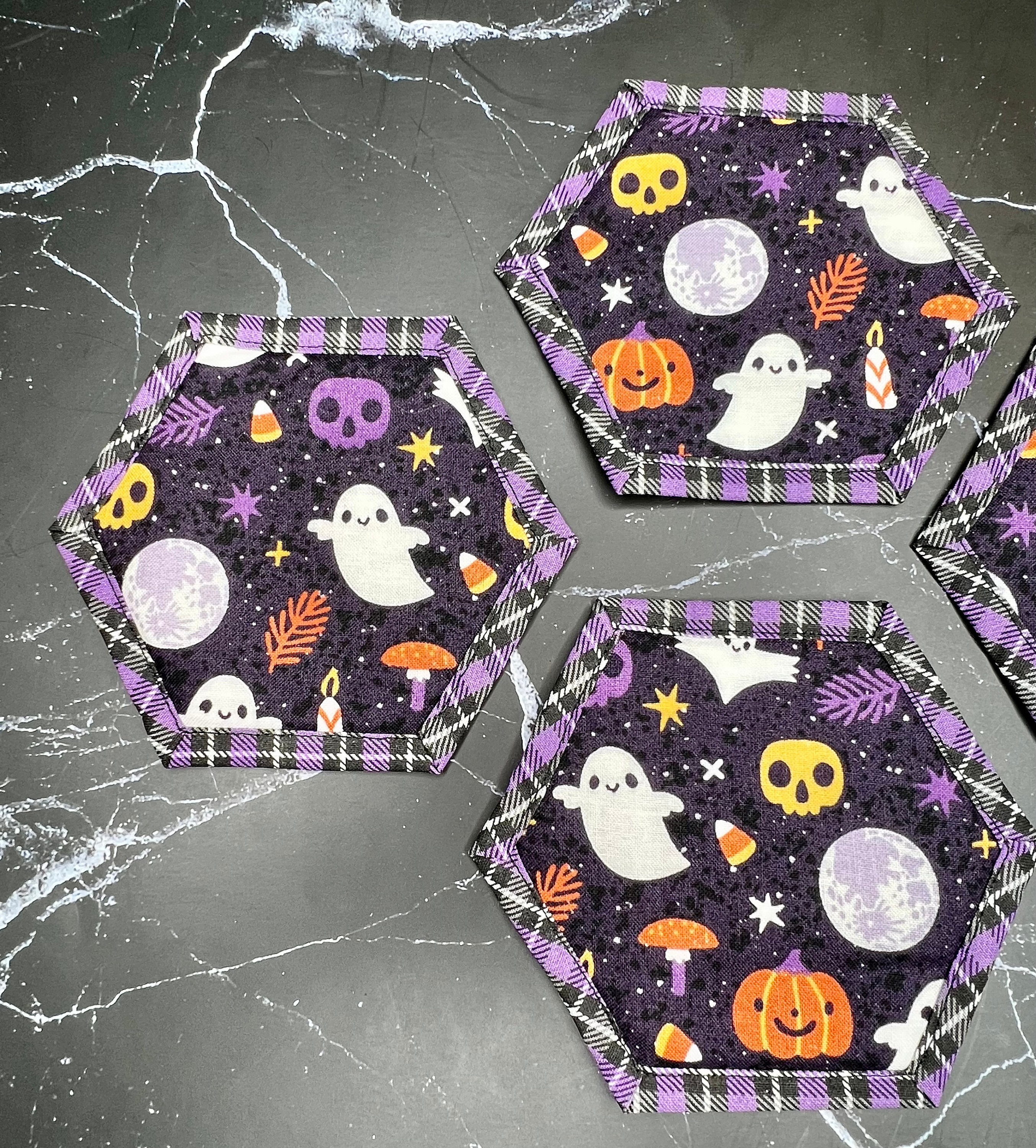 Quilted Halloween Coasters: Spooky Pumpkin & Ghost Decor - Etsy