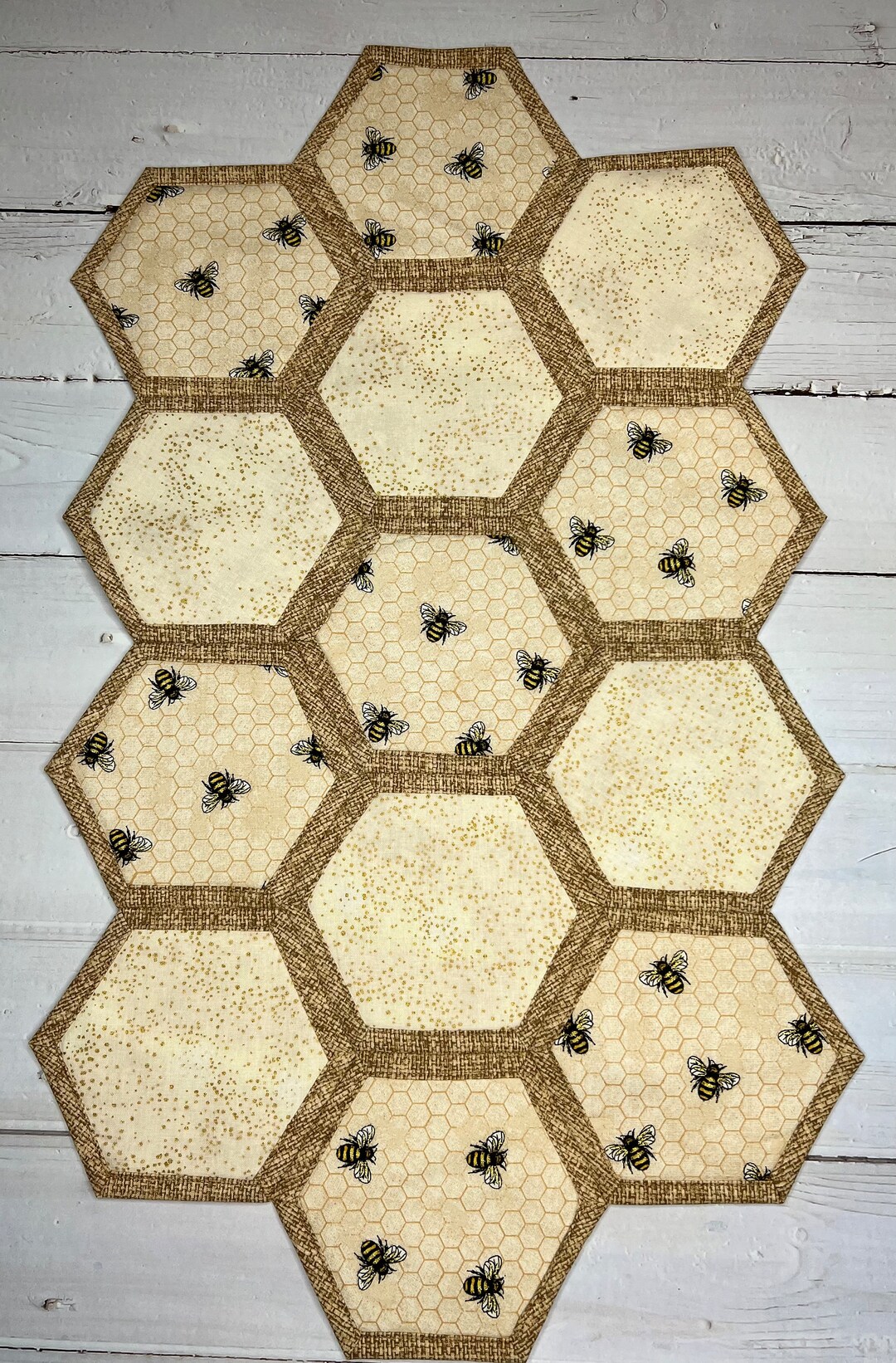 Quilted Bee Table Runner: Honeycomb Decor, Bee Lovers Gift - Etsy