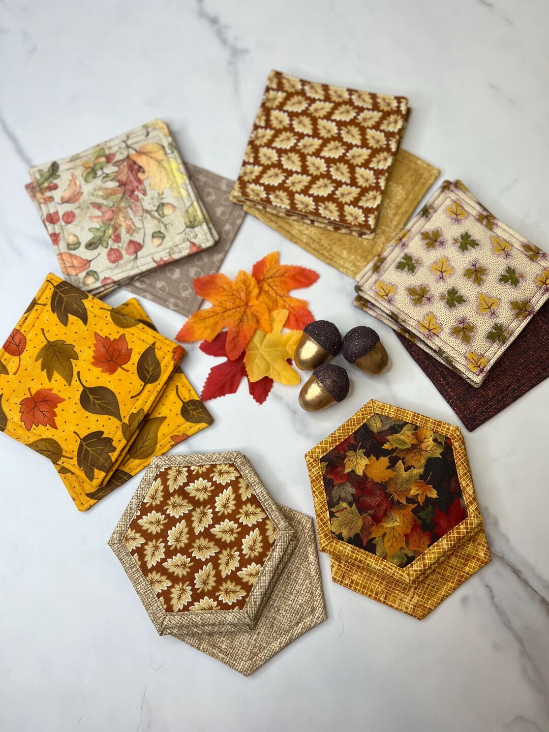 Handmade Quilted Fall Coasters: Rustic Autumn Decor - Etsy