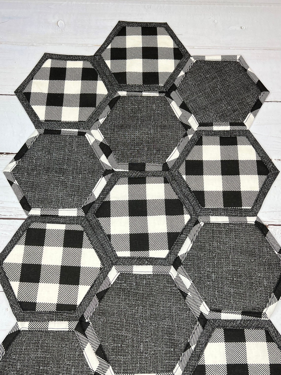 Hand Sewn Buffalo Check Table Runner: Quilted Farmhouse Decor - Etsy