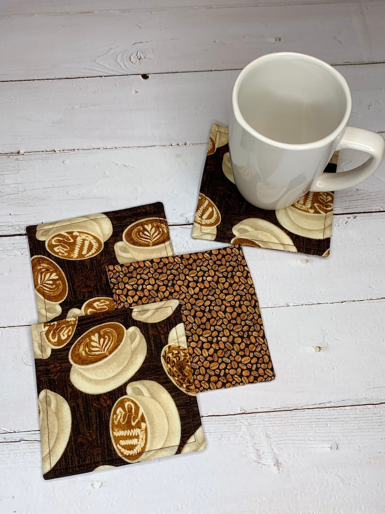 Coffee Bar Decor / Reversible Quilted Coasters / Coffee Lover Gift - Etsy