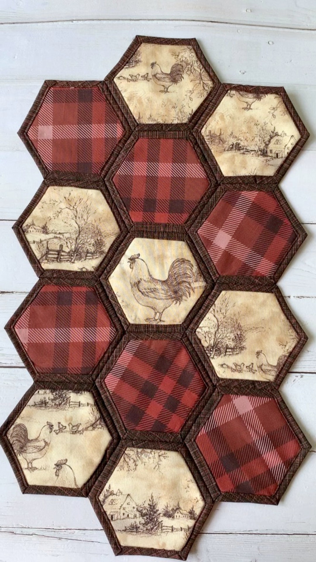 Fall Farmhouse Decor/rooster/chicken Table Runner/ Rustic Quilted Table ...