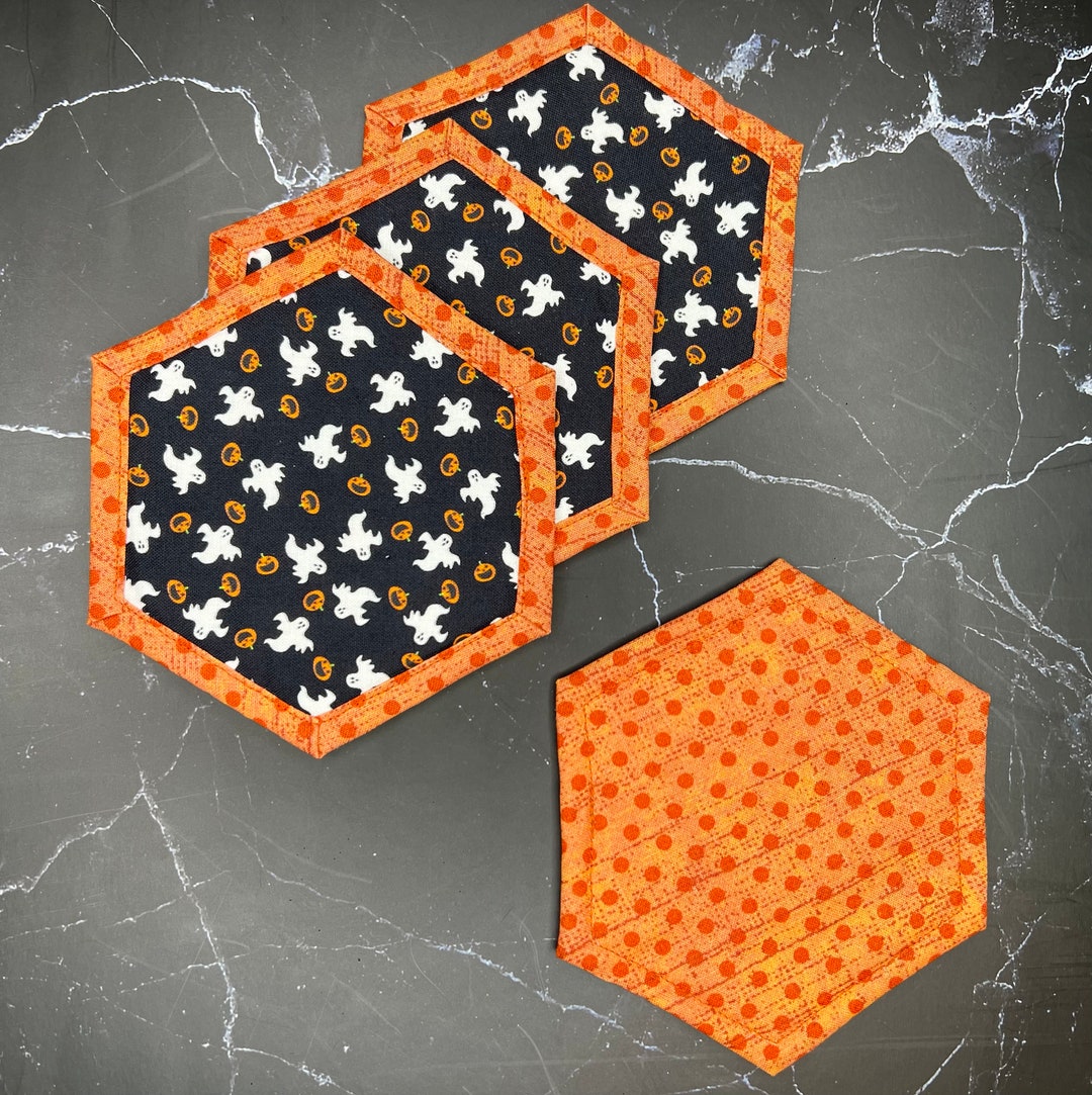 Halloween Coasters / Pumpkin Coasters / Quilted Coasters / Halloween ...