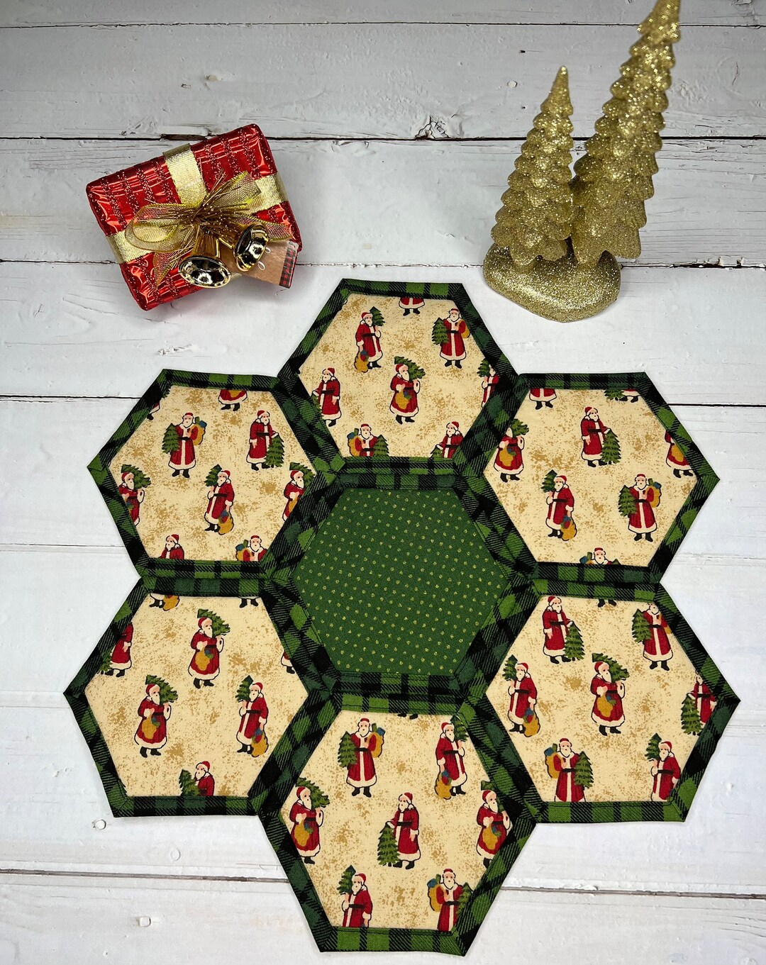 Vintage Santa Claus Decor / Vintage Christmas Santa Table Topper ...