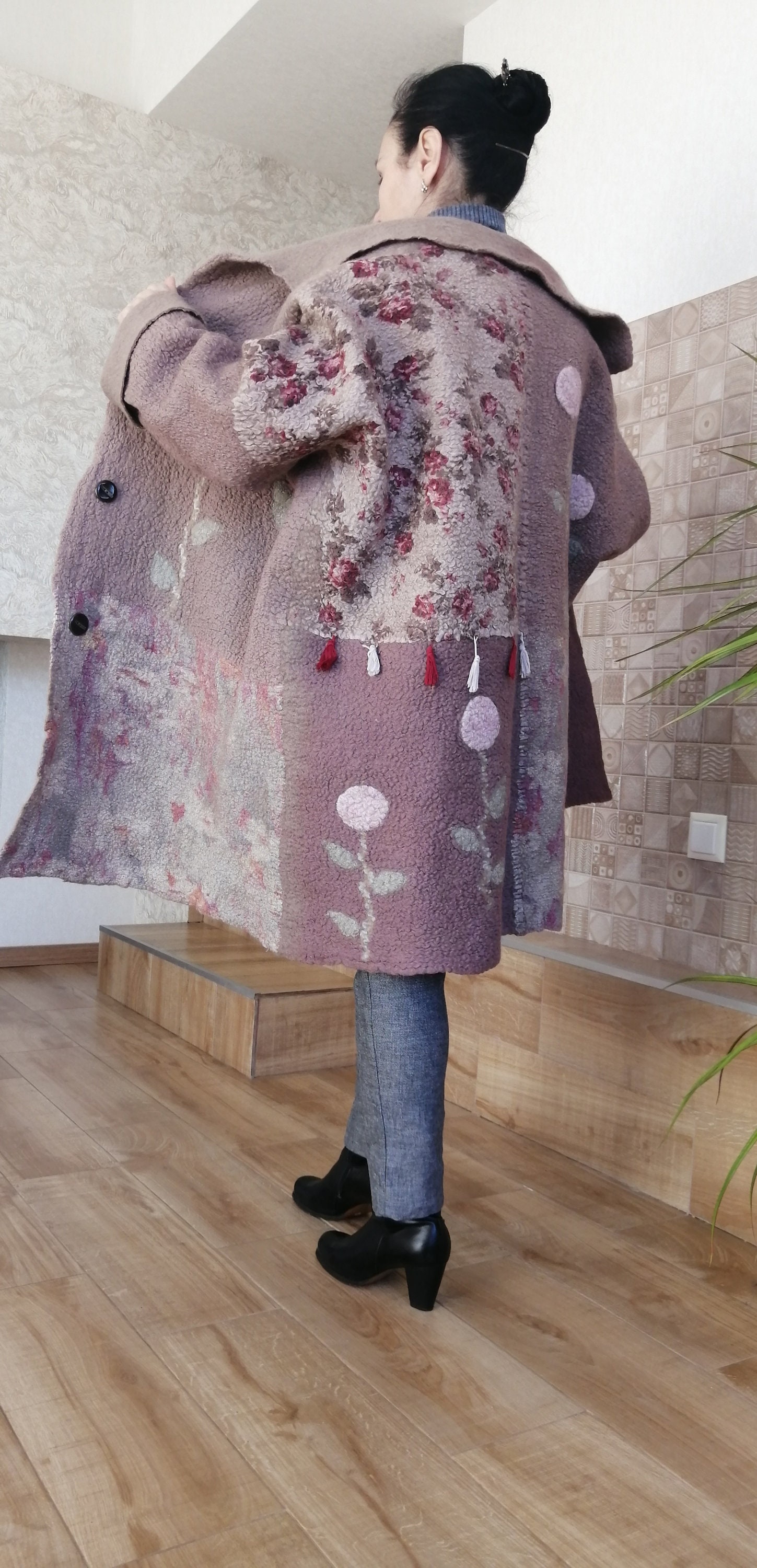 Plus Size Warm Felted Jacket for Women, Oversize Felted Coat, Wearable ...