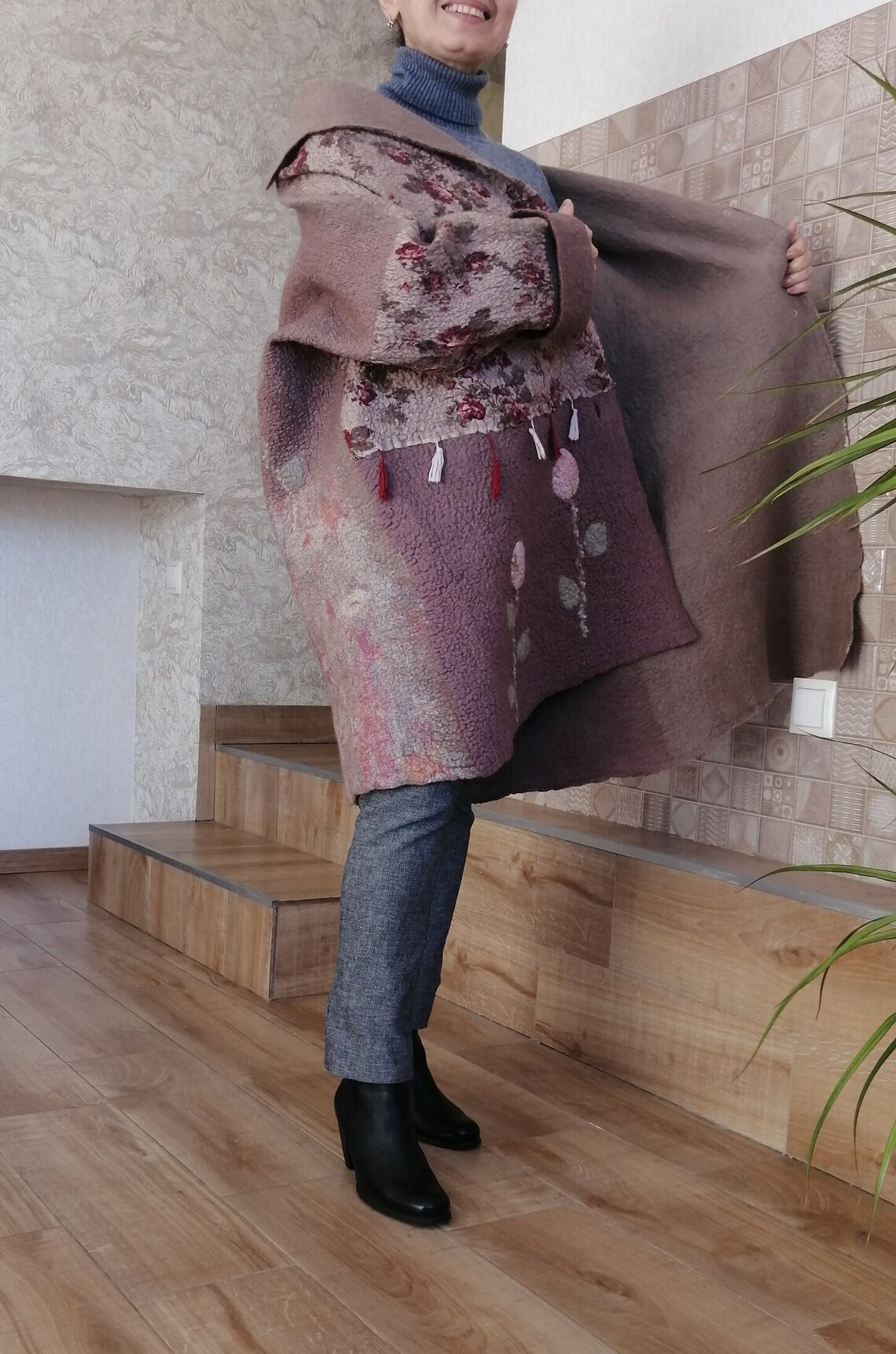 Plus Size Warm Felted Jacket for Women, Oversize Felted Coat, Wearable ...