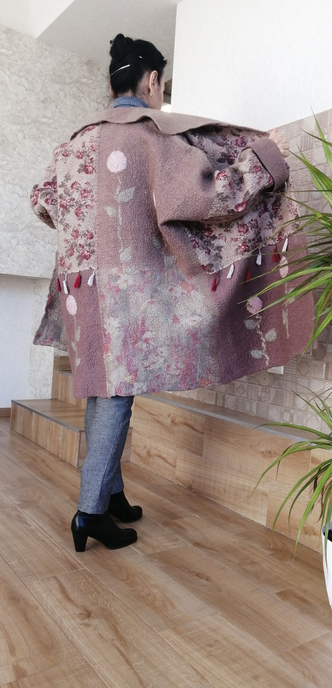 Plus Size Warm Felted Jacket for Women, Oversize Felted Coat, Wearable ...