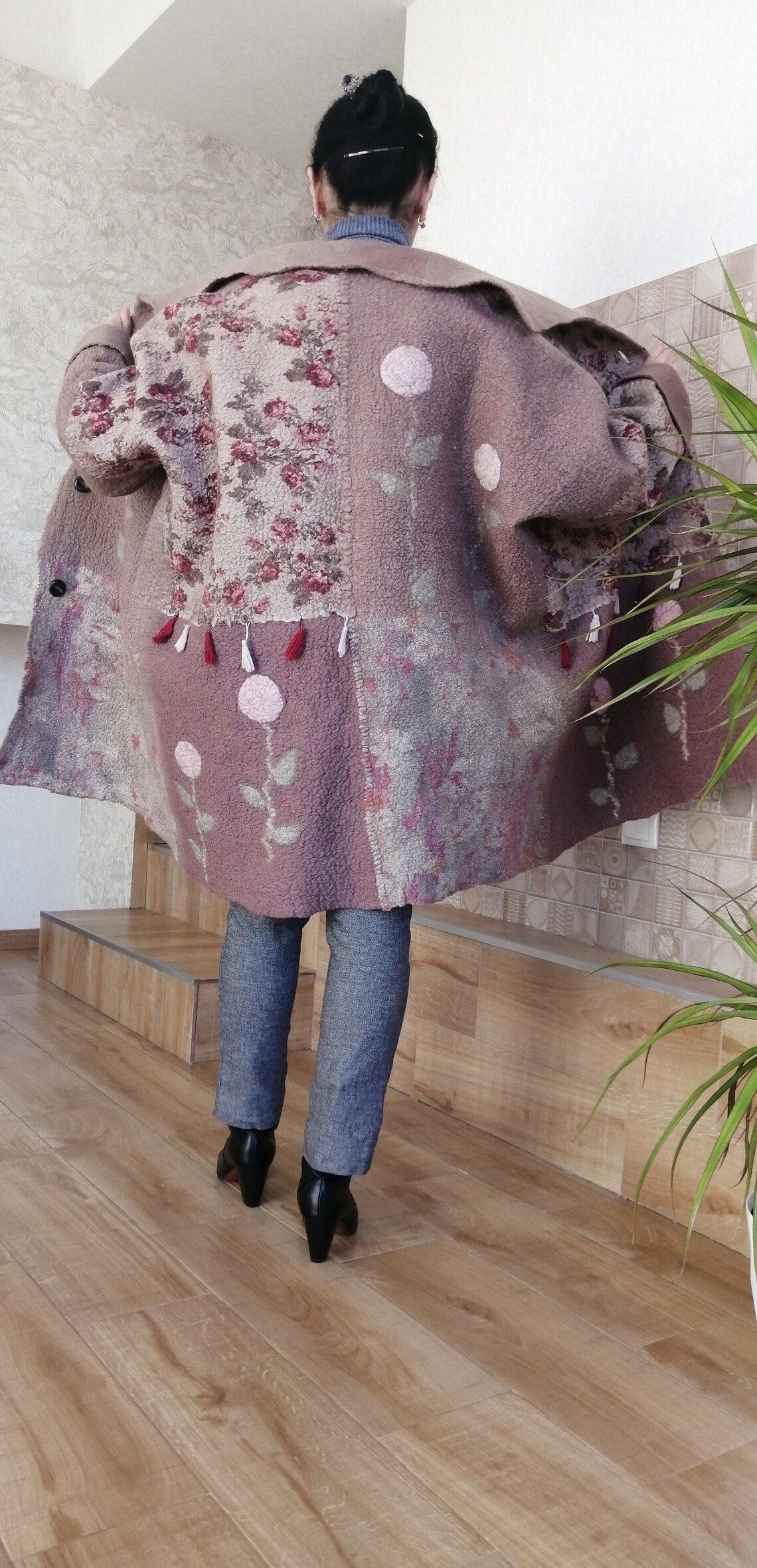 Plus Size Warm Felted Jacket for Women, Oversize Felted Coat, Wearable ...