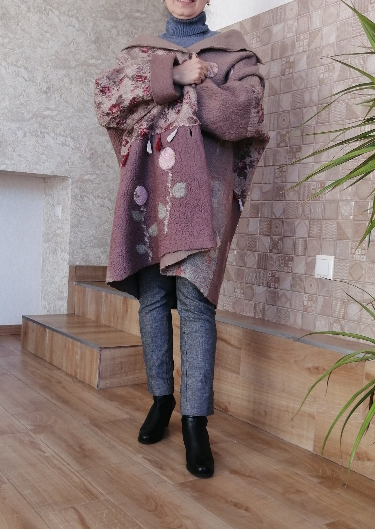 Plus Size Warm Felted Jacket for Women, Oversize Felted Coat, Wearable ...