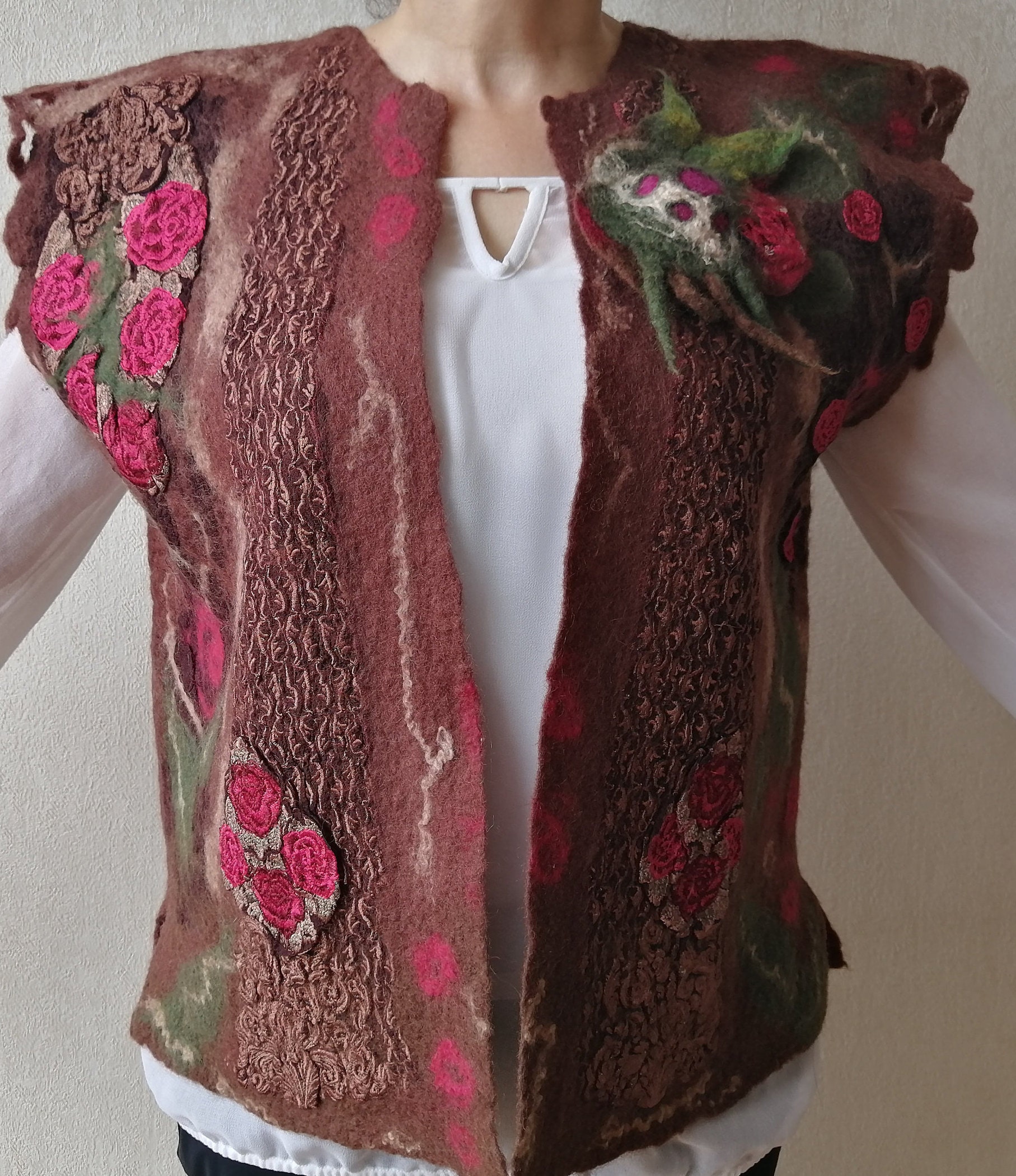 Felted Vest, Wool Vest, Nuno Felted Jacket, Wearable Art, Felted ...