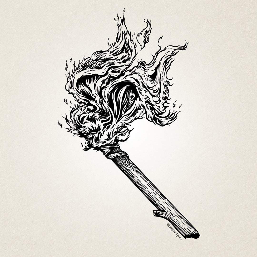 Dungeons and Dragons Flaming Dungeon Torch. Digital Download for Tattoo ...