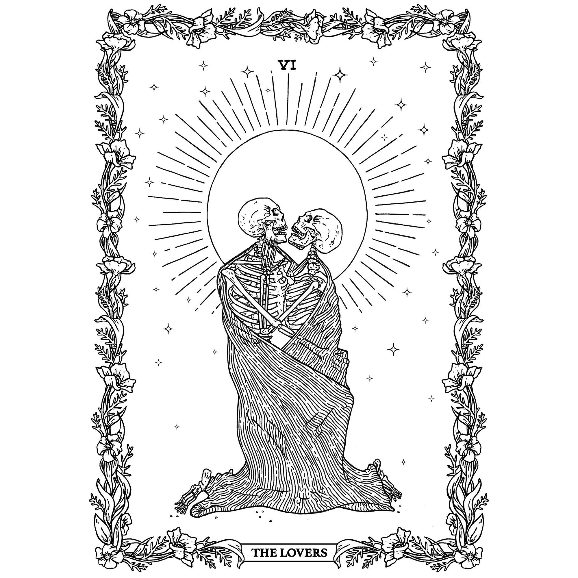 The Lovers Tarot Card Design. Digital Download for Tattoo and | Etsy UK