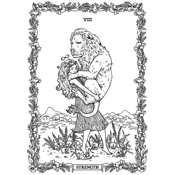 Strength Tarot Card Design. Digital Download For Tattoo And | Etsy