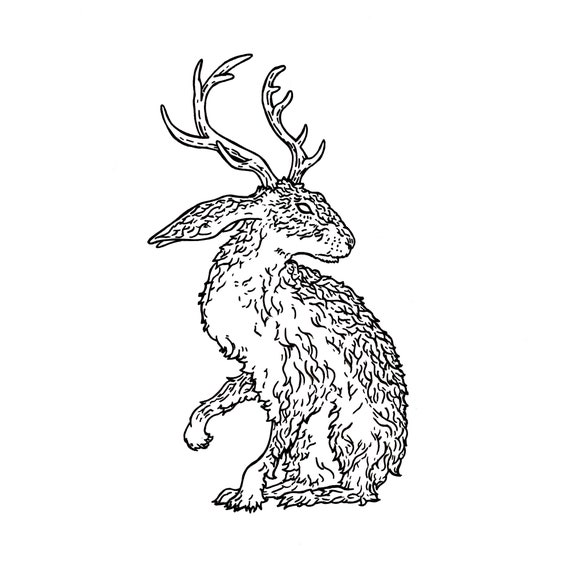 Cryptid. Jackalope. Digital Download for Tattoo and Home | Etsy