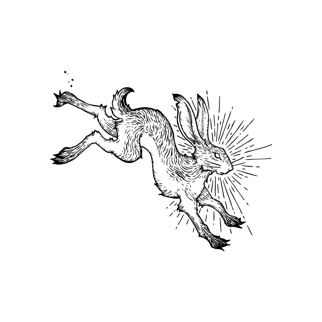 Jumping Hare Design. Digital Download for Tattoo and Home Print. - Etsy ...