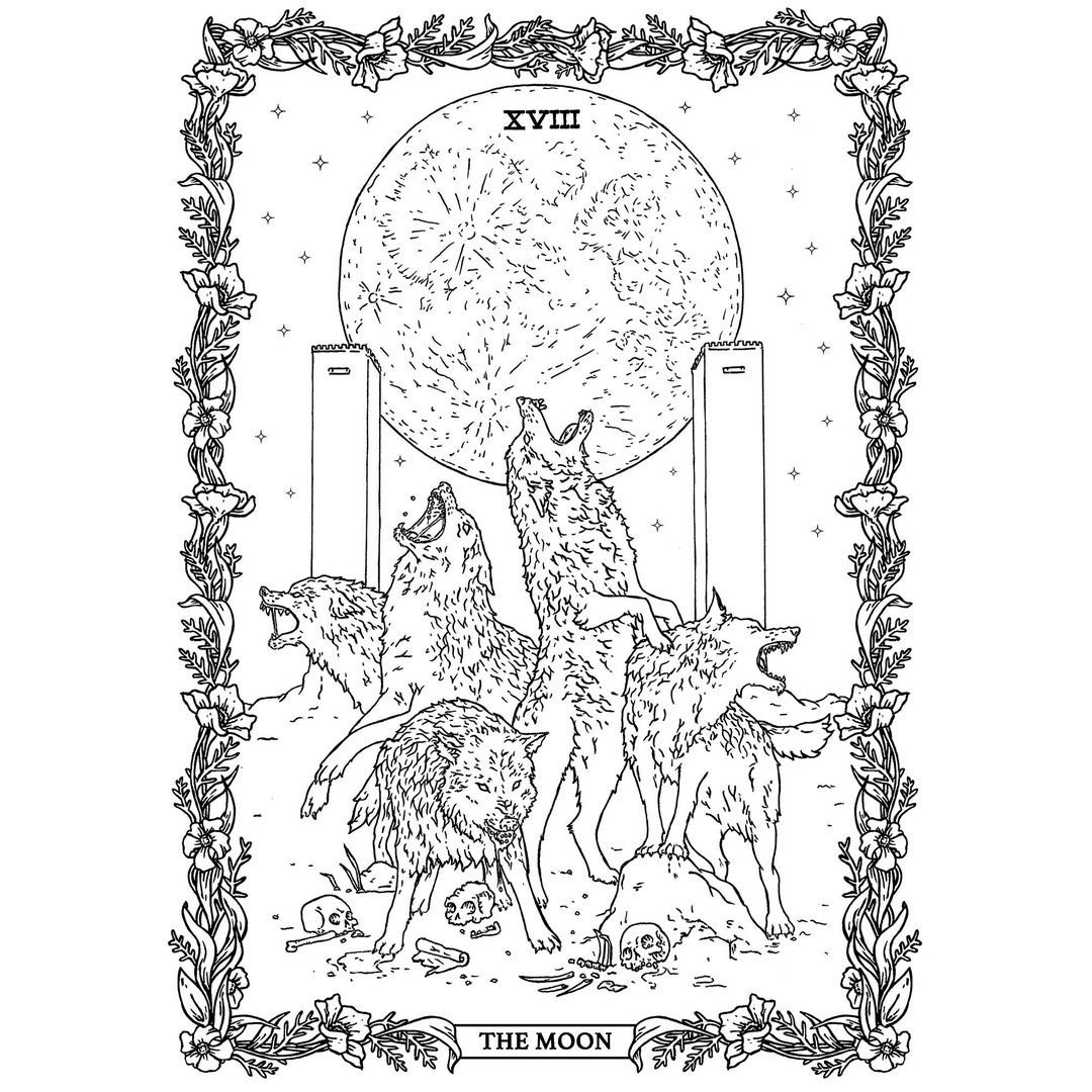 The Moon Tarot Card Design. Digital Download for Tattoo and Home Print ...