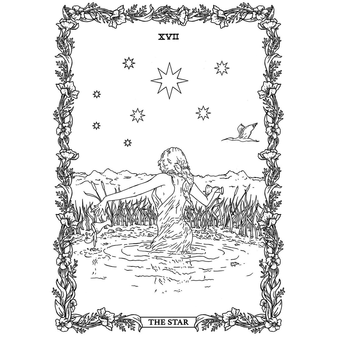 The Star Tarot Card Design. Digital Download for Tattoo and Home Print ...