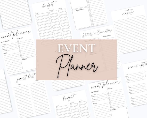 Minimalist Event Planner Printable Event Planner PDF Print - Etsy