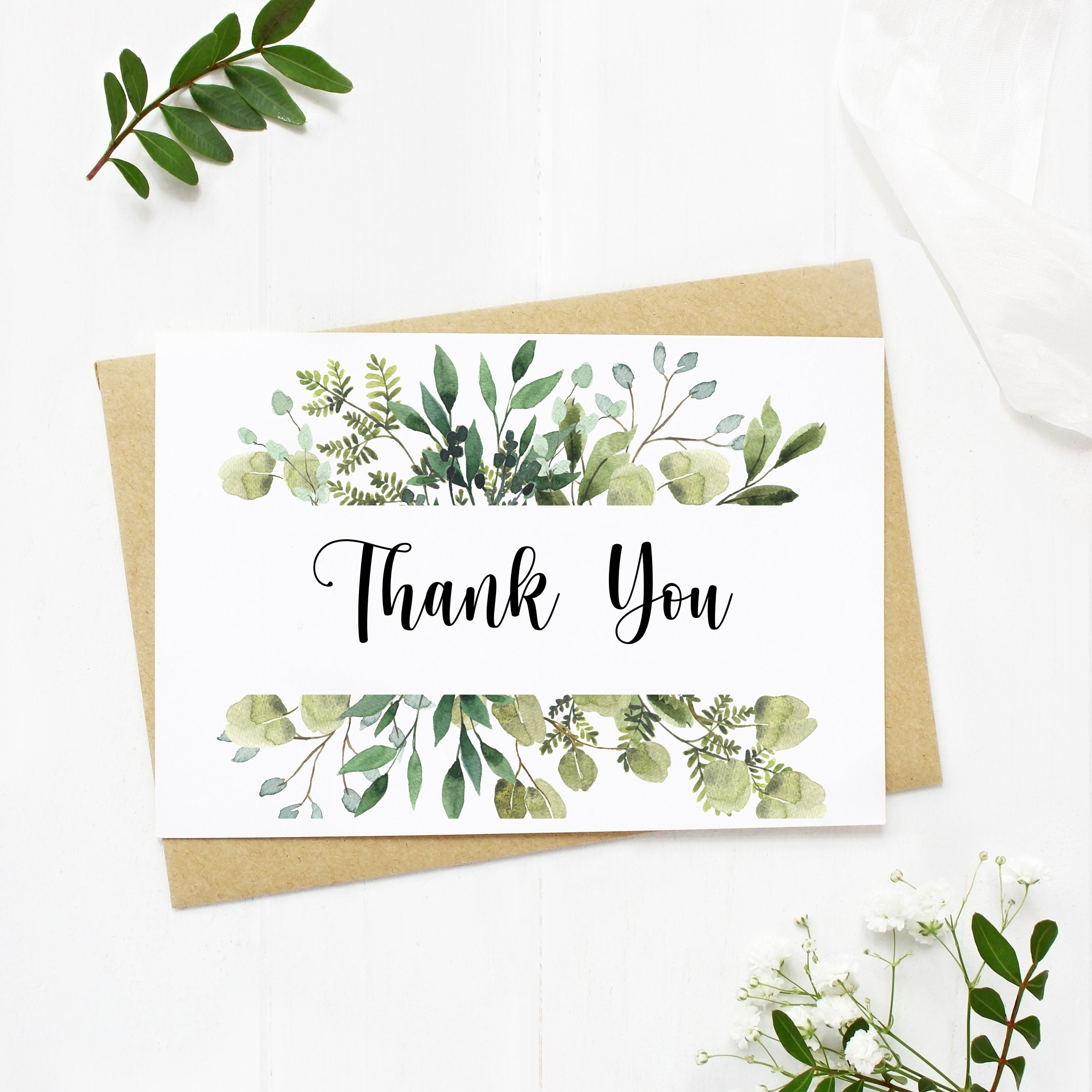 Eucalyptus Frame Thank You Card, Greenery Wedding, Bridal Shower ...