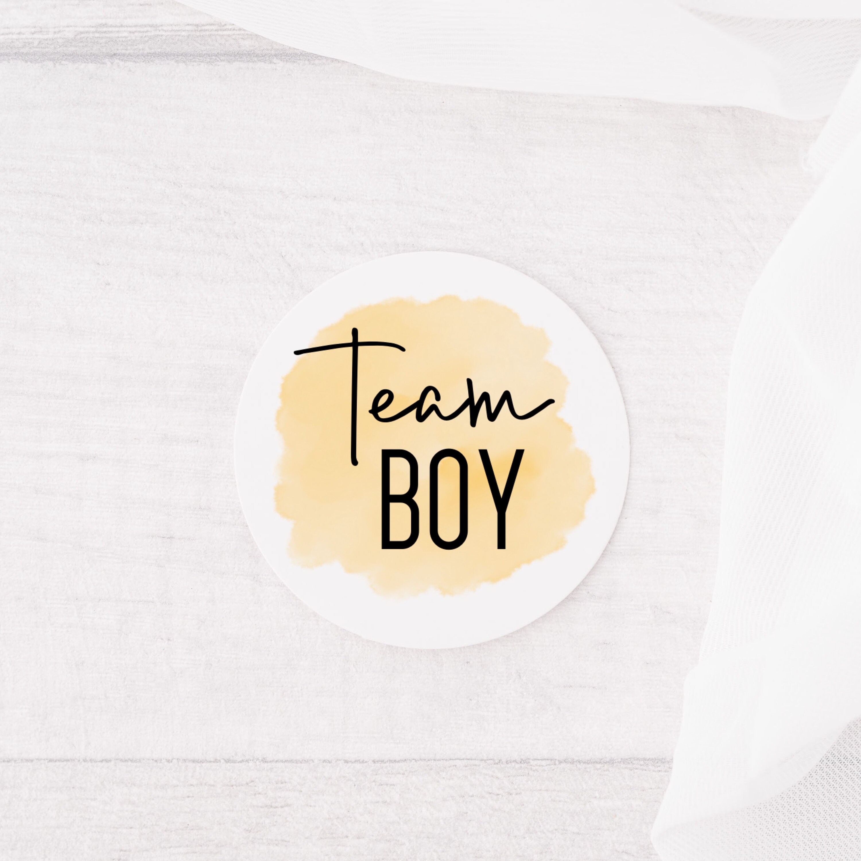 Team Boy and Team Girl Yellow Watercolor Gender Reveal Stickers, Print ...