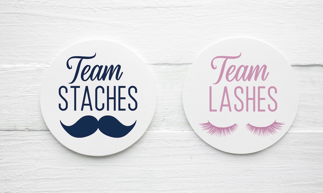 Team Lashes and Team Staches Print at Home Stickers, Gender Reveal ...