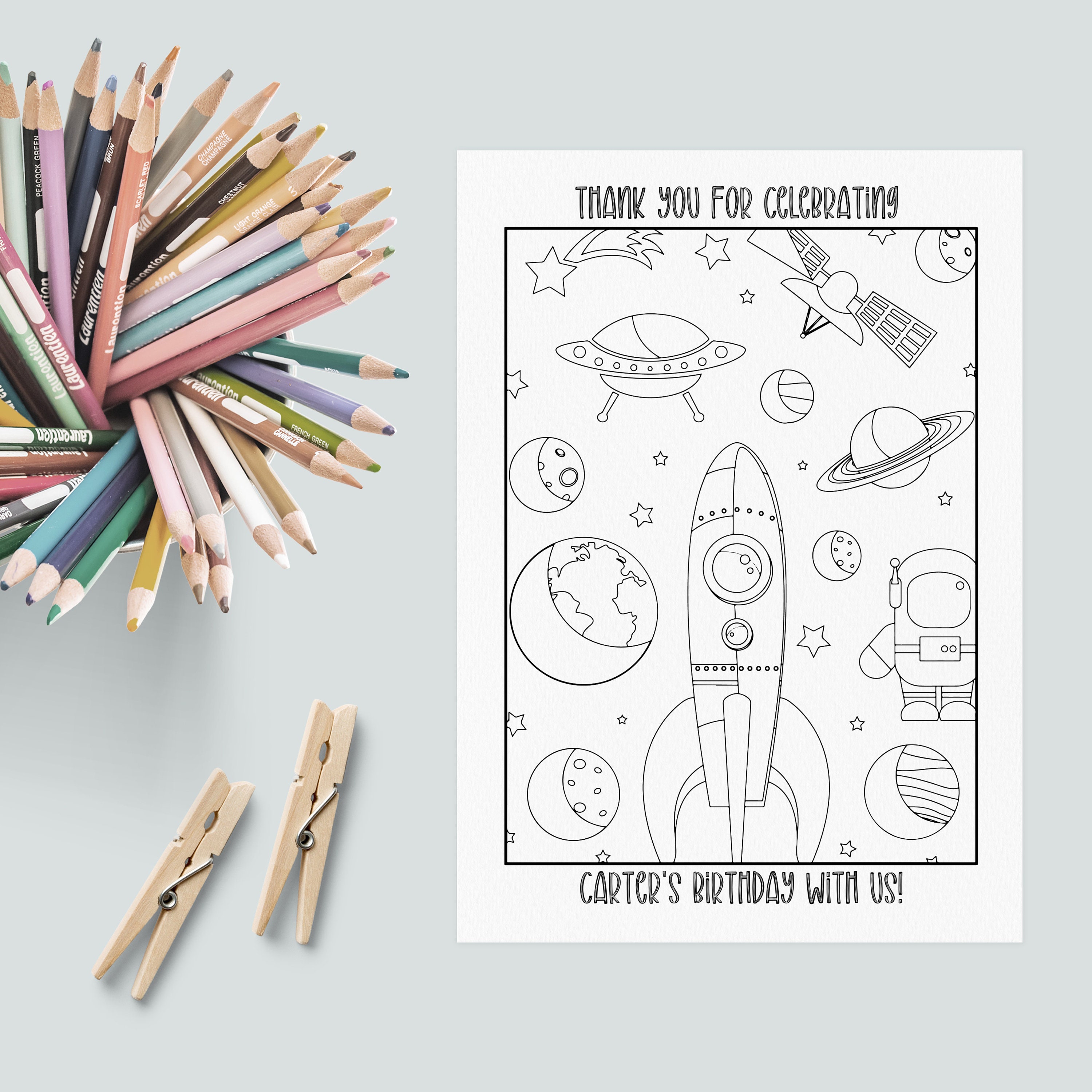 Astronaut Birthday Party Personalizable Coloring Sheets, Birthday Party ...