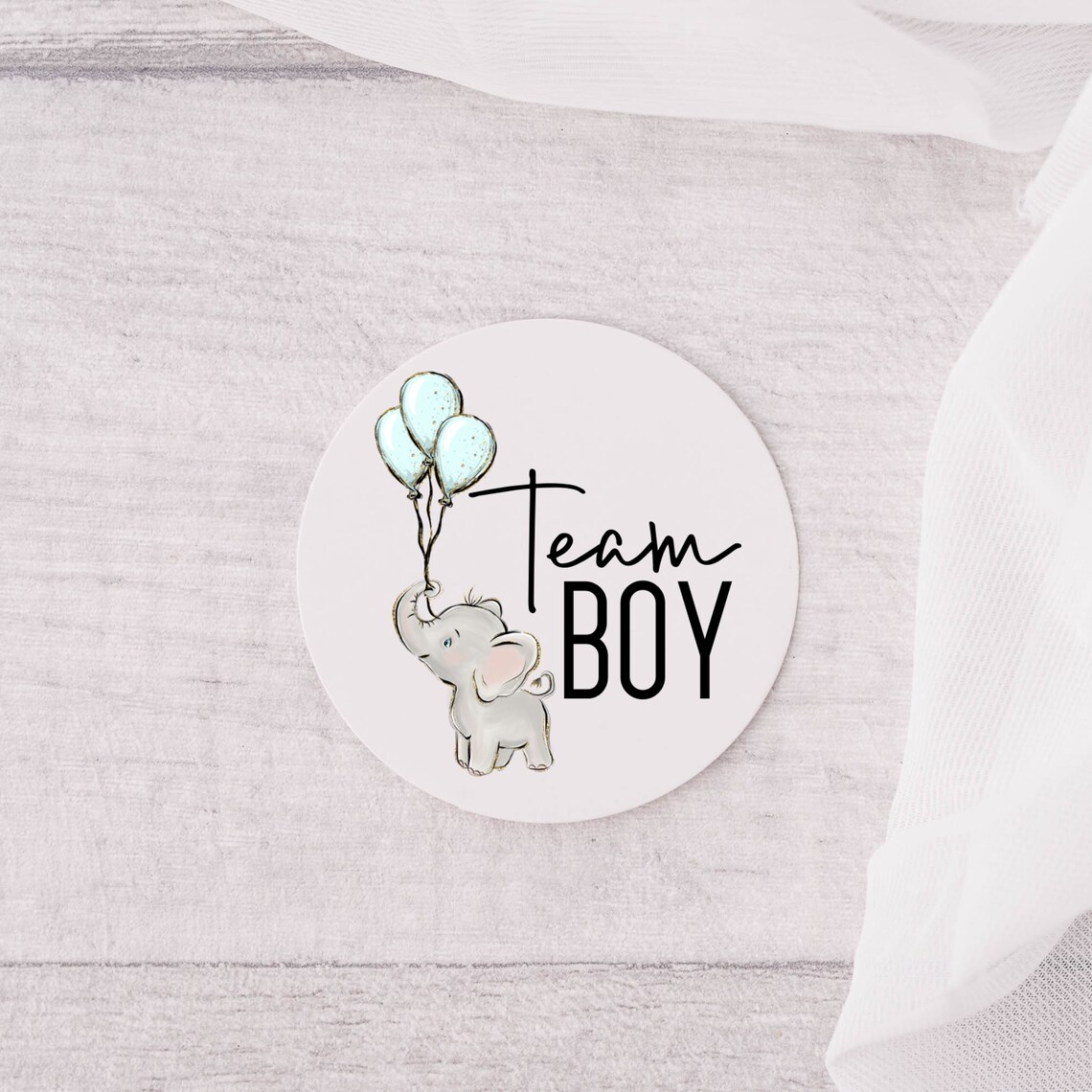 Team Boy and Team Girl Gender Reveal Stickers, Elephant Themed Gender ...