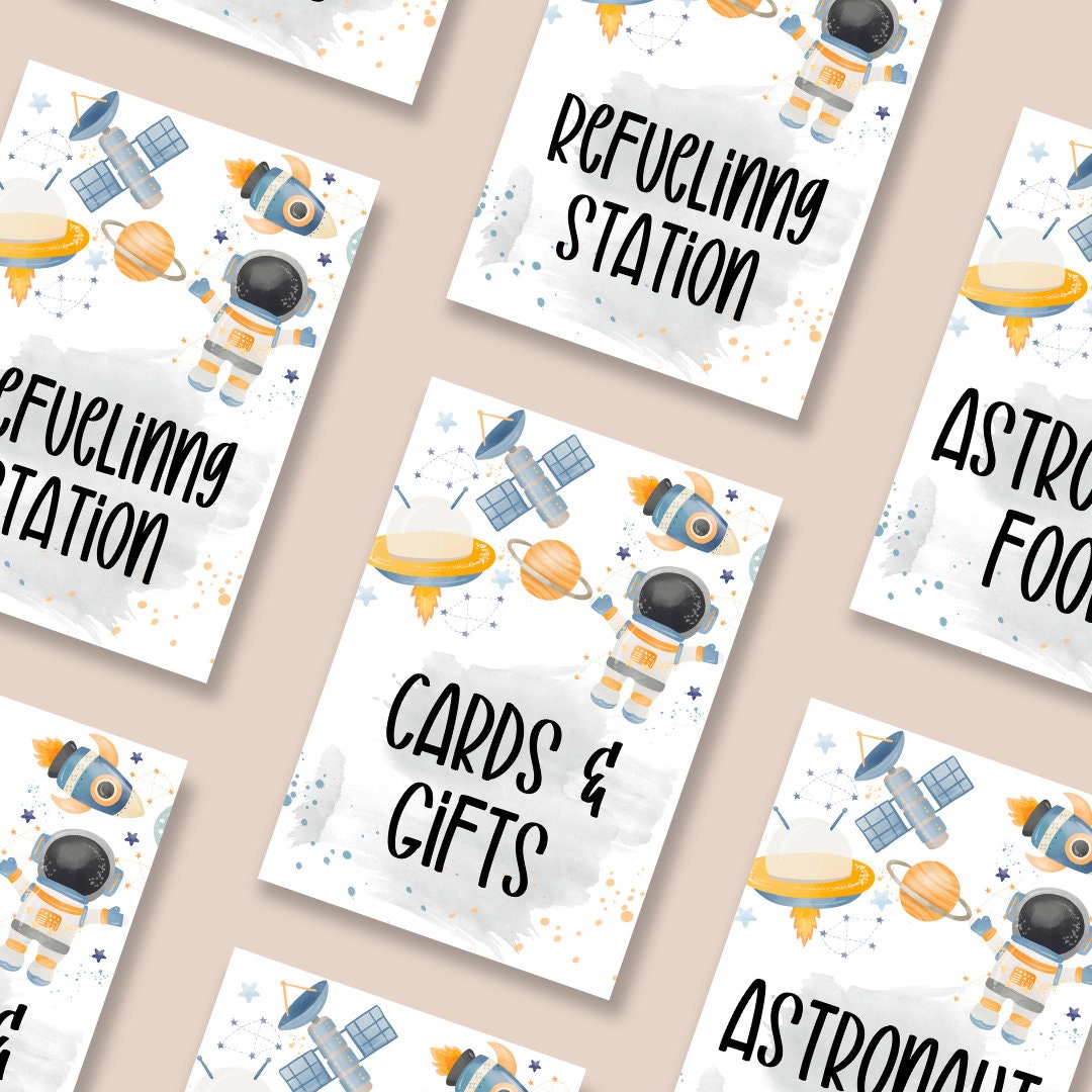 Astronaut Birthday Party Theme Printable, Table Signs for Kids Birthday ...