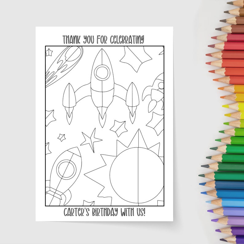 Astronaut Birthday Party Personalizable Coloring Sheets, Birthday Party ...