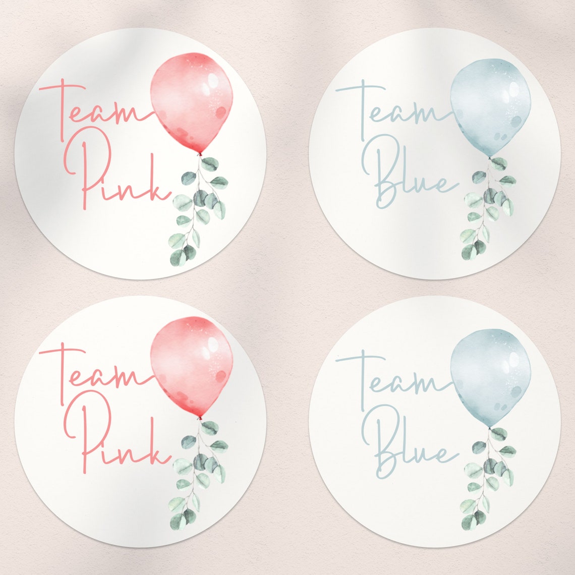 Team Blue Team Pink Gender Reveal Stickers Balloon Theme - Etsy