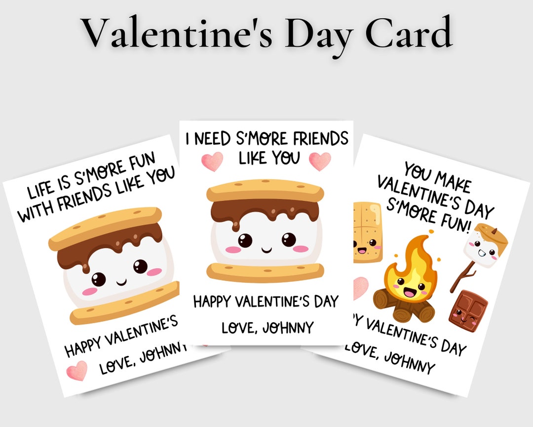 S'more Valentine's Day Card, Kids Printable (digital Download) - Etsy