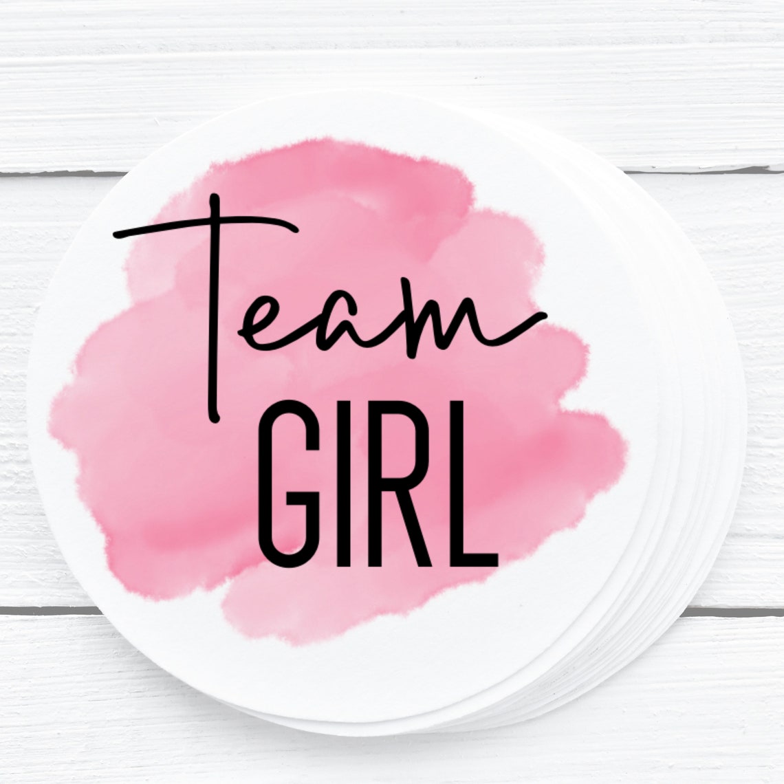 Team Boy Team Girl Blue and Pink Watercolor Gender Reveal Stickers ...
