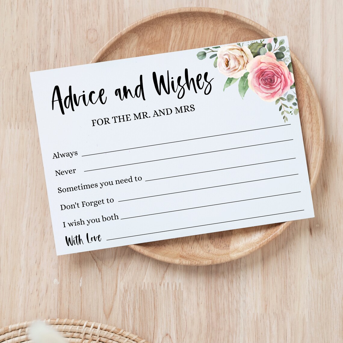 Advice and Wishes for the Mr and Mrs, Bridal Shower Activity Pink ...