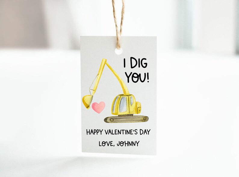 Construction Truck Valentine's Day Card, Kids Printable (digital ...