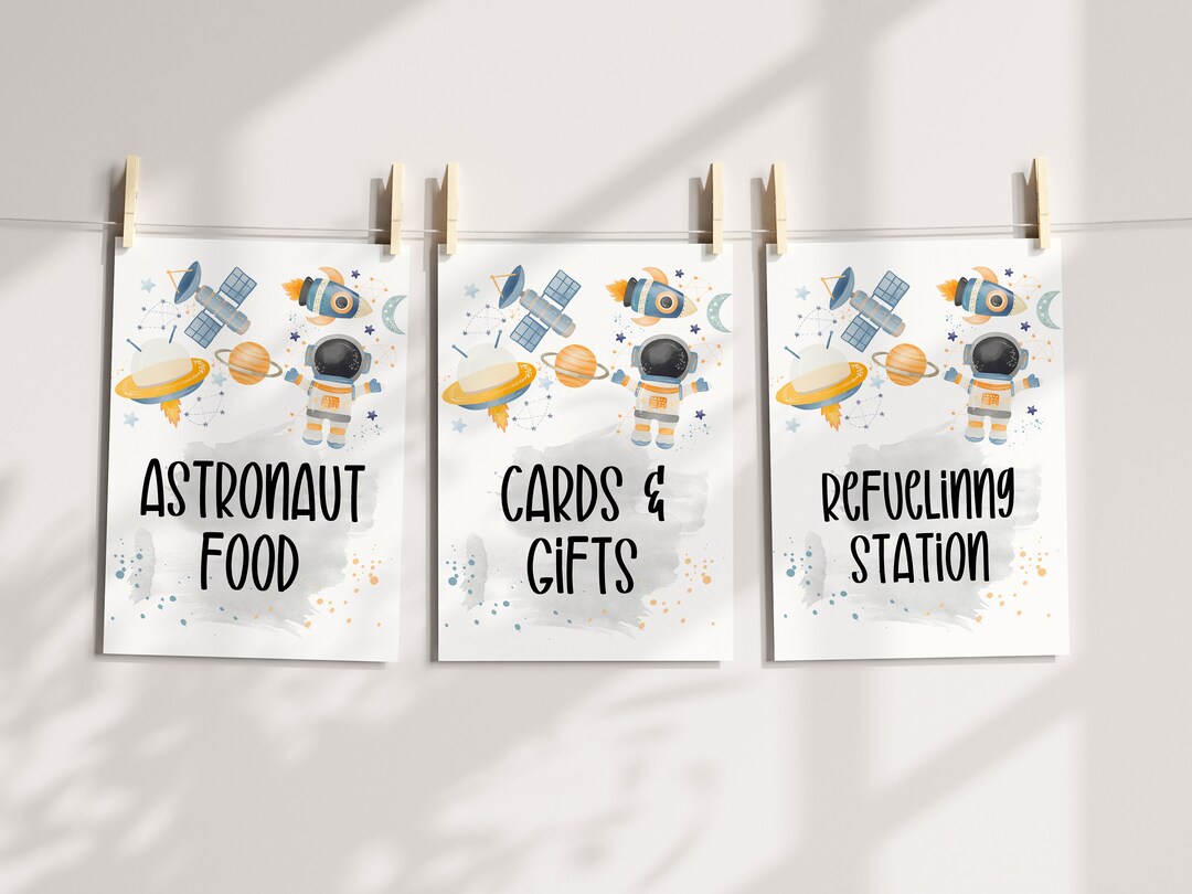 Astronaut Birthday Party Theme Printable, Table Signs for Kids Birthday ...
