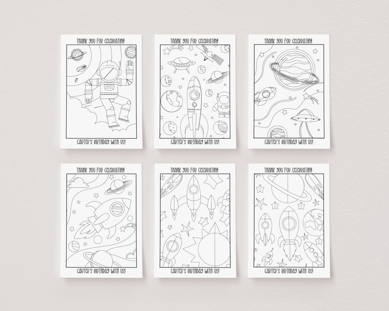 Astronaut Birthday Party Personalizable Coloring Sheets, Birthday Party ...
