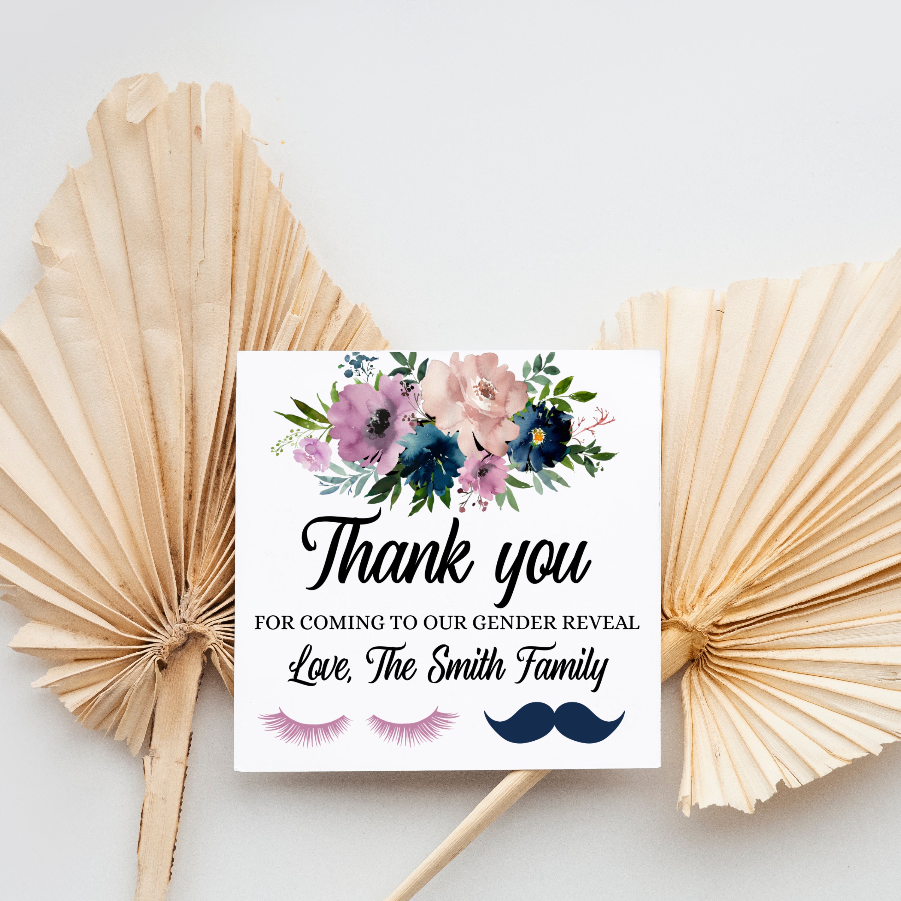 Lashes or Staches Themed Gender Reveal Thank You Tag Print at - Etsy