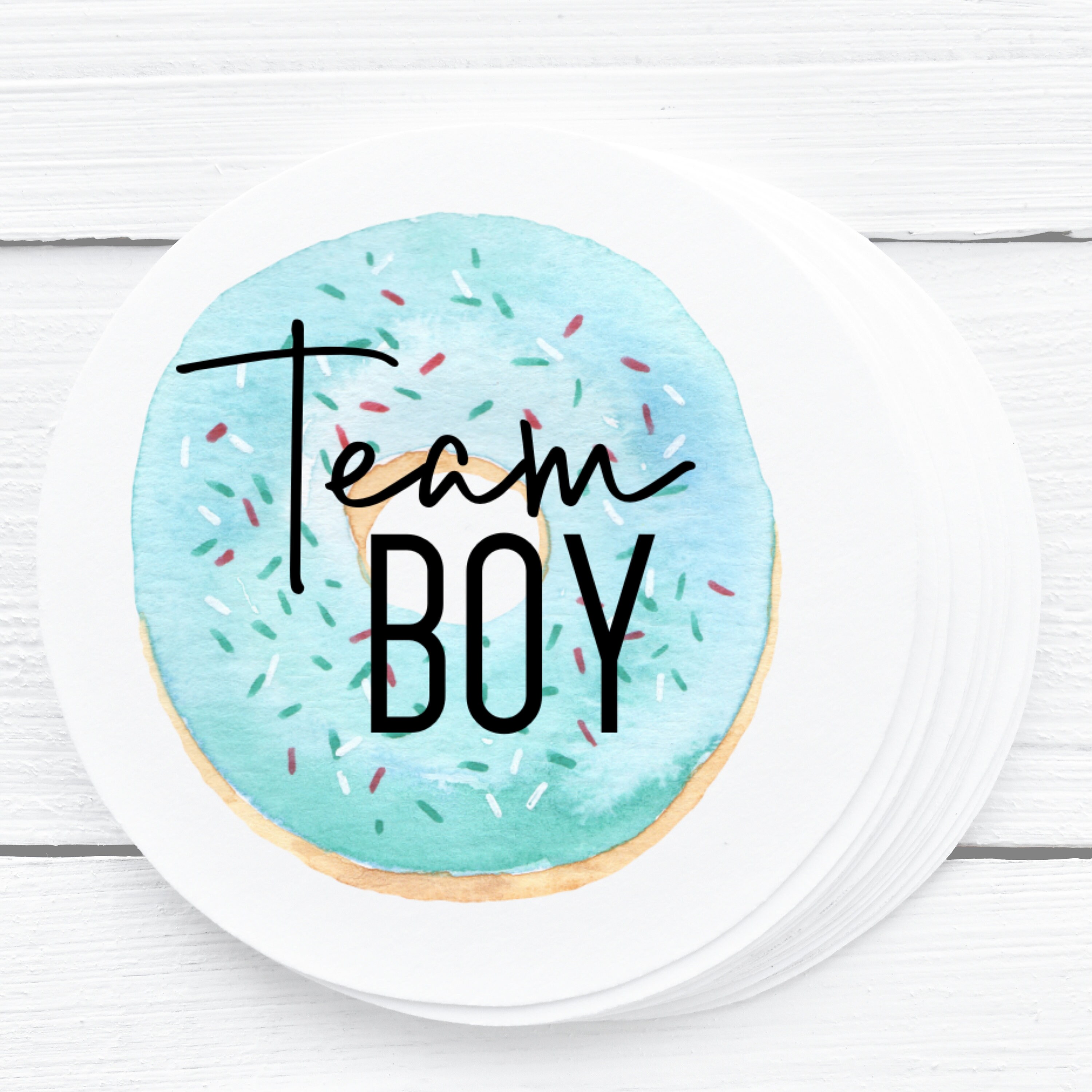 Donut Team Boy Team Girl Gender Reveal Stickers, Print at Home Sticker ...