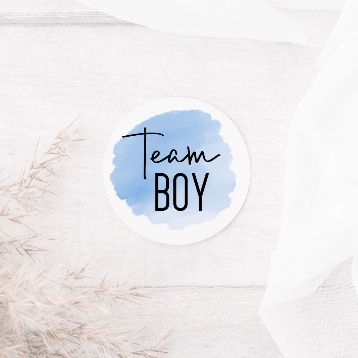Team Boy Team Girl Blue and Pink Watercolor Gender Reveal Stickers ...