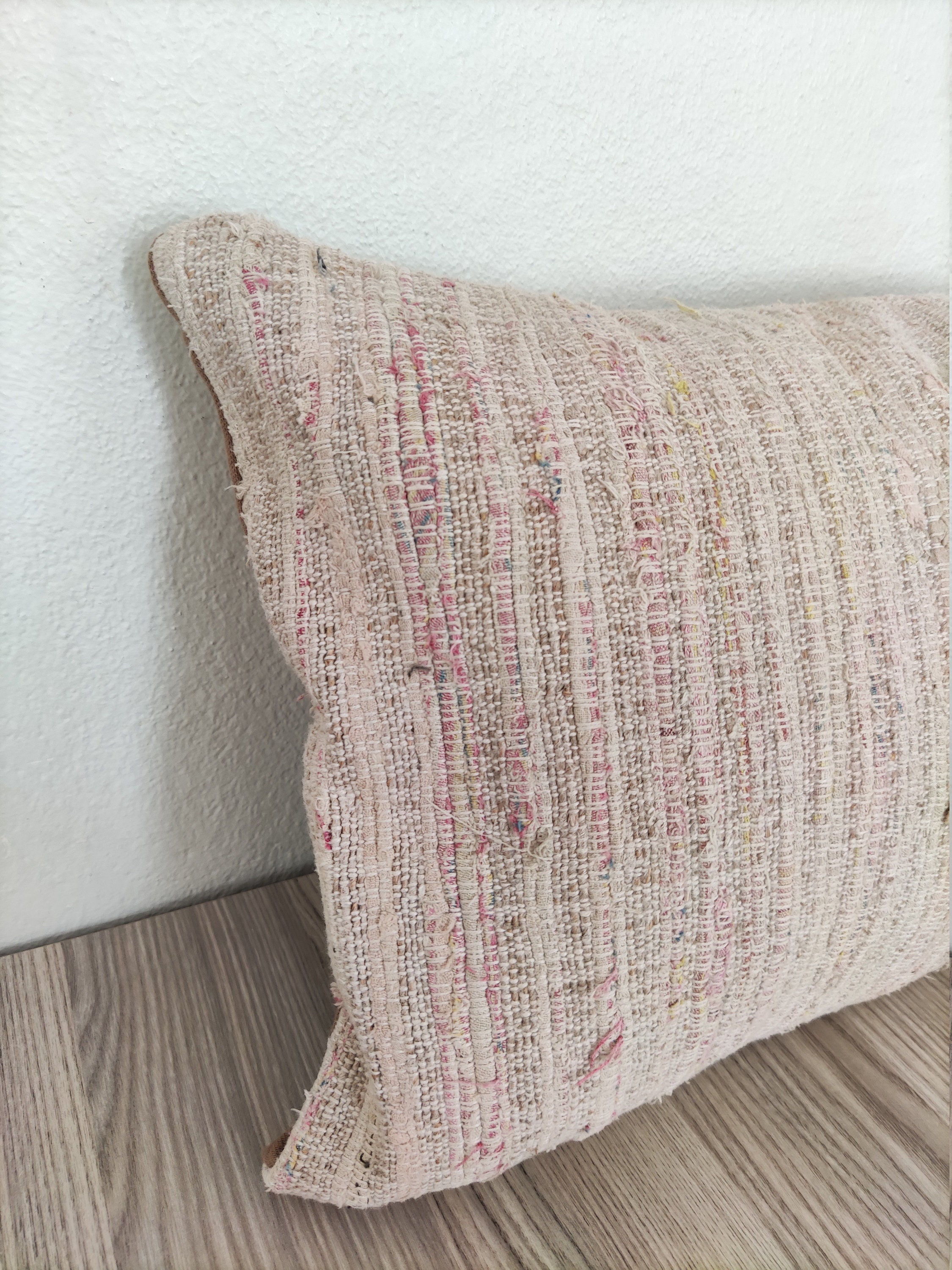 Funda de almohada rosa beige 12x24 -Almohada lumbar -Almohada Kilim ...