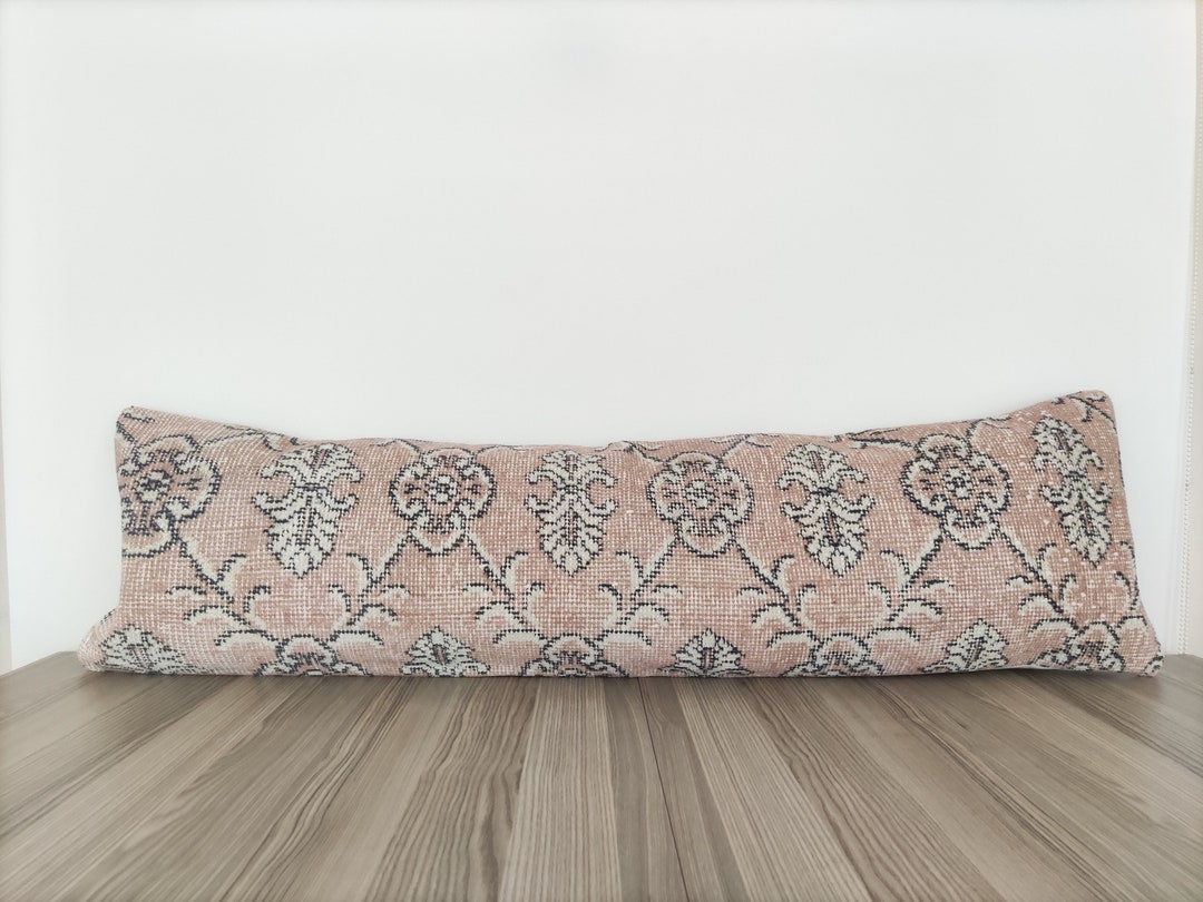 Vintage Long Lumbar Pillow, Rug Pillow, Handmade Rug Pillow, 14x48 ...