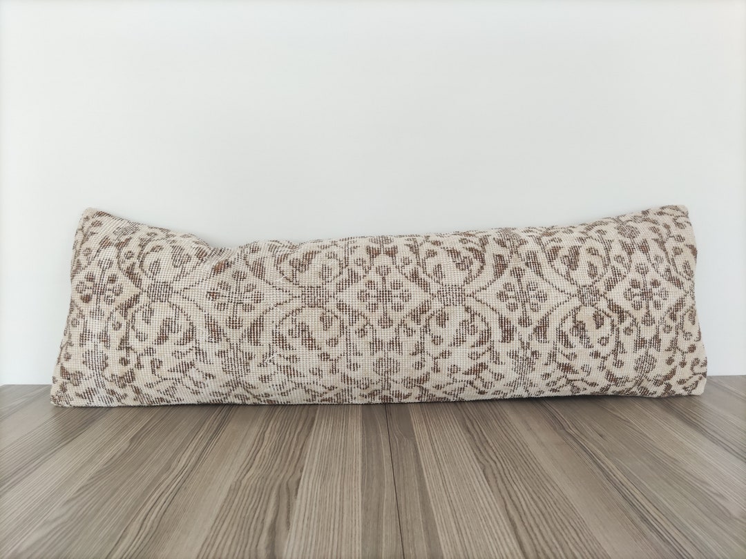Decorative Lumbar Pillow for Bed, Handwoven Pillow, Vintage Lumbar ...