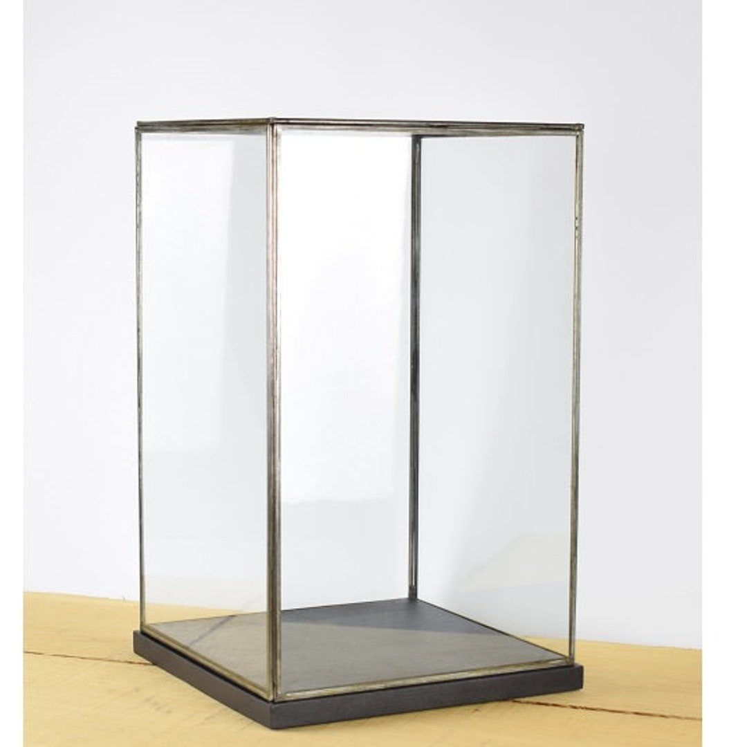 Glass and Black Metal Frame Display Showcase Box With Black Base 62 X ...