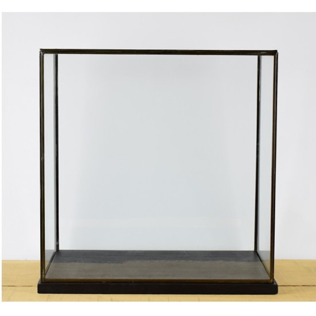 Hand Made Glass and Black Metal Frame Display Showcase, Black Base ...