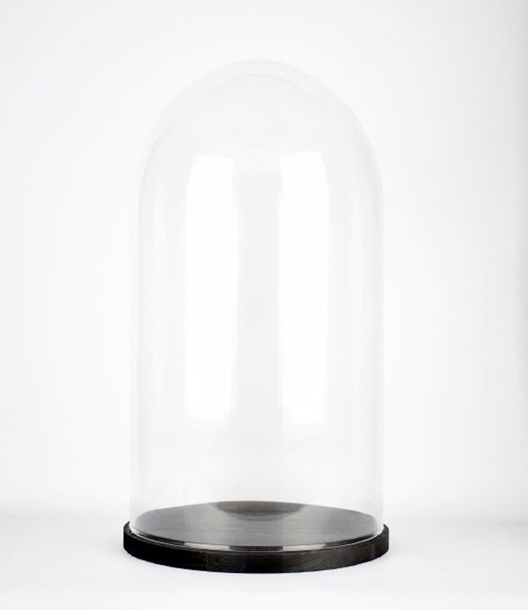 Handmade Clear Circular Glass Display Cloche Bell Dome With Black Base 615 Cm Etsy
